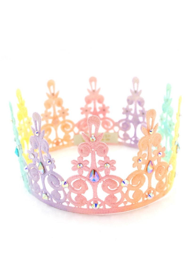 Rainbow Birthday Crown | Crystal Unicorn Tiara, Pastel or Bold Colors ...