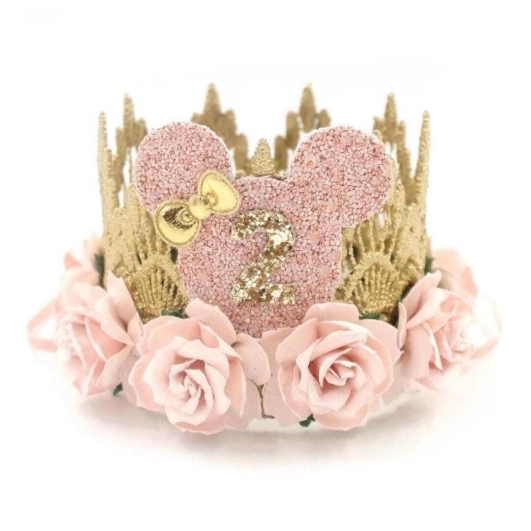 Birthday Mouse Blush Pink + Gold MINI Sienna Lace Crown Party Hat ...
