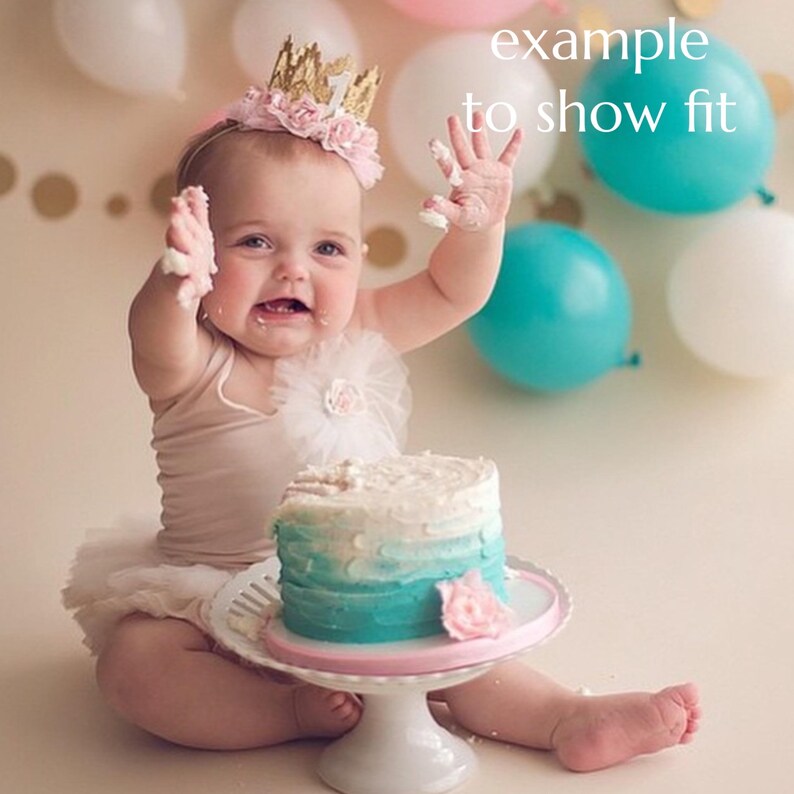 First Birthday Crown | Rose Gold Lace, Peach Roses, Cake Smash Prop - Etsy