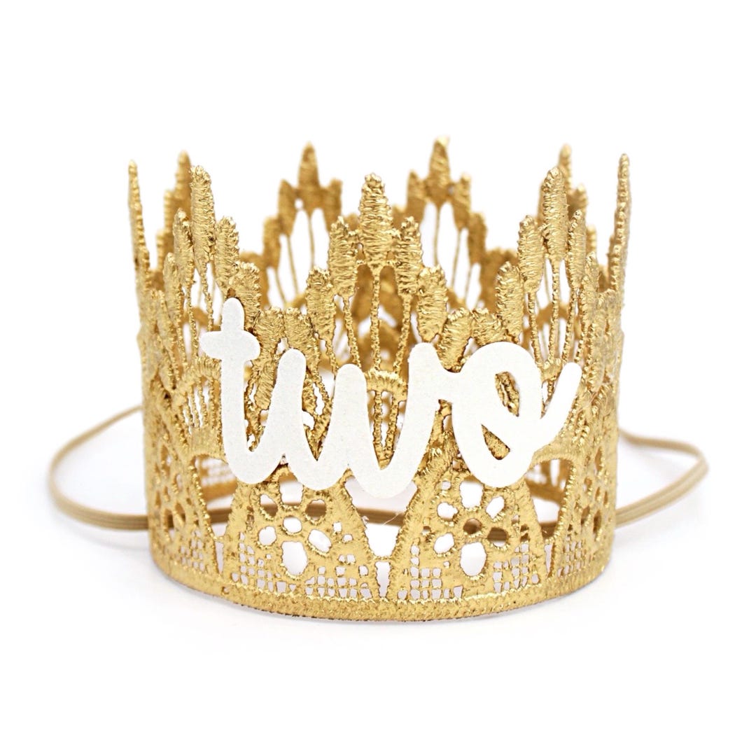 Birthday Crown | Mini Gold Tiara With White Cursive Age | One Two Three ...