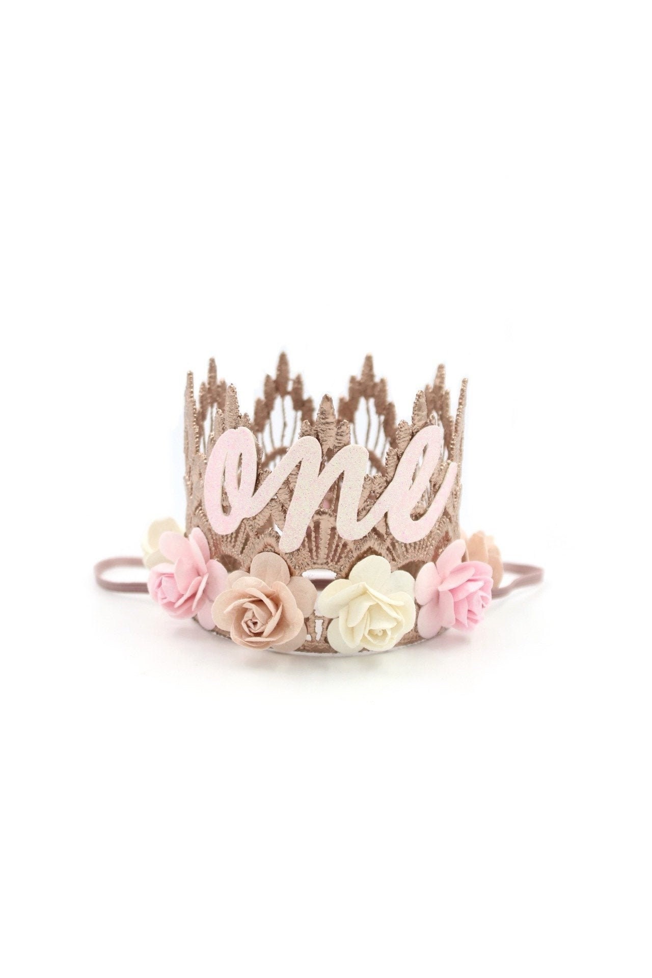 First Birthday Crown Cursive ONE Mini Sienna Rose Gold Lace - Etsy