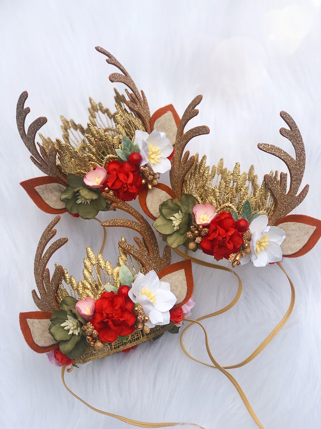 Christmas Reindeer Crown | Holiday Antler Headband for Baby & Toddler ...