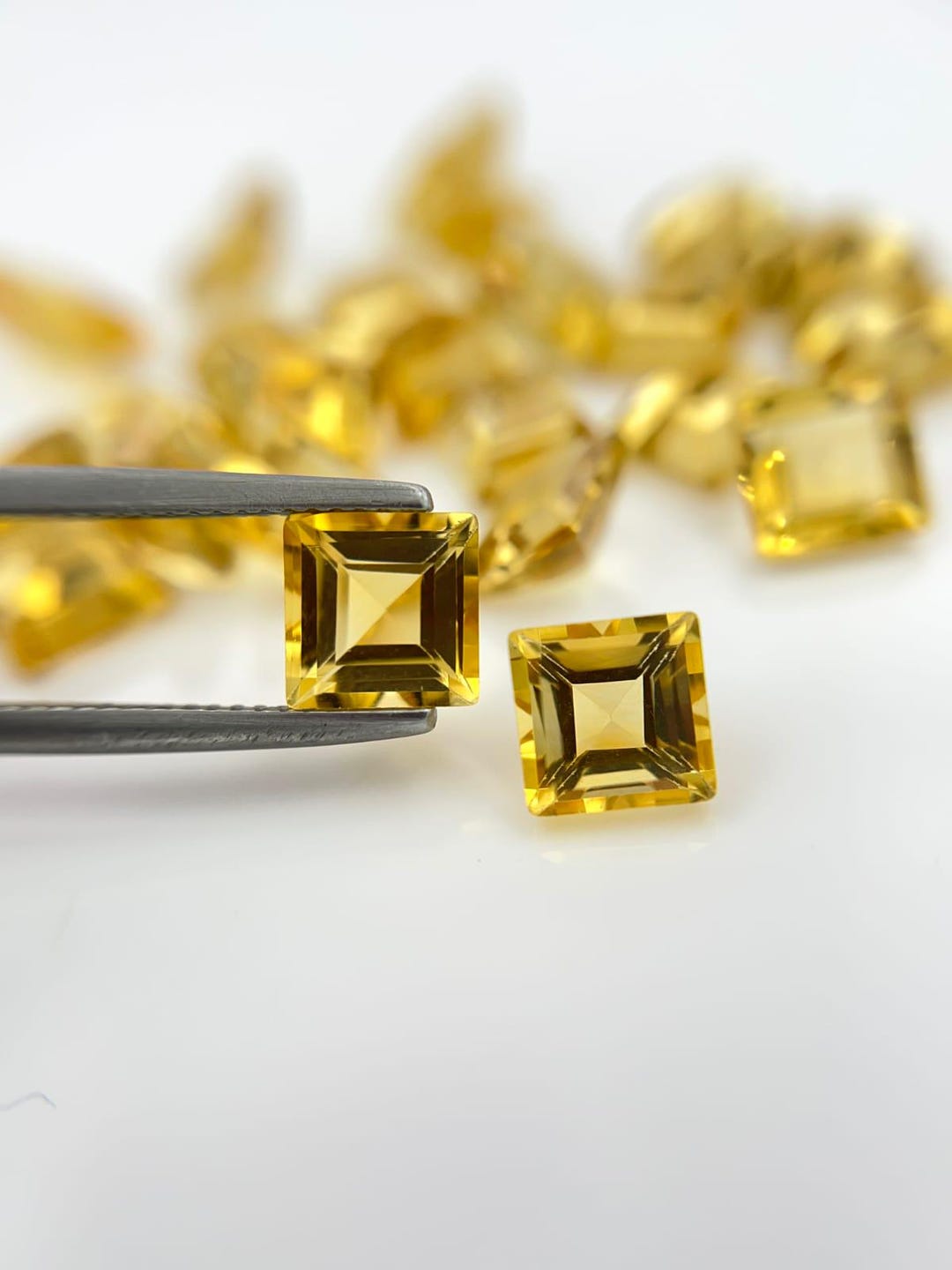 AAA Natural Citrine Square Cut 7x7mm, Loose Yellow Gemstone, Faceted ...