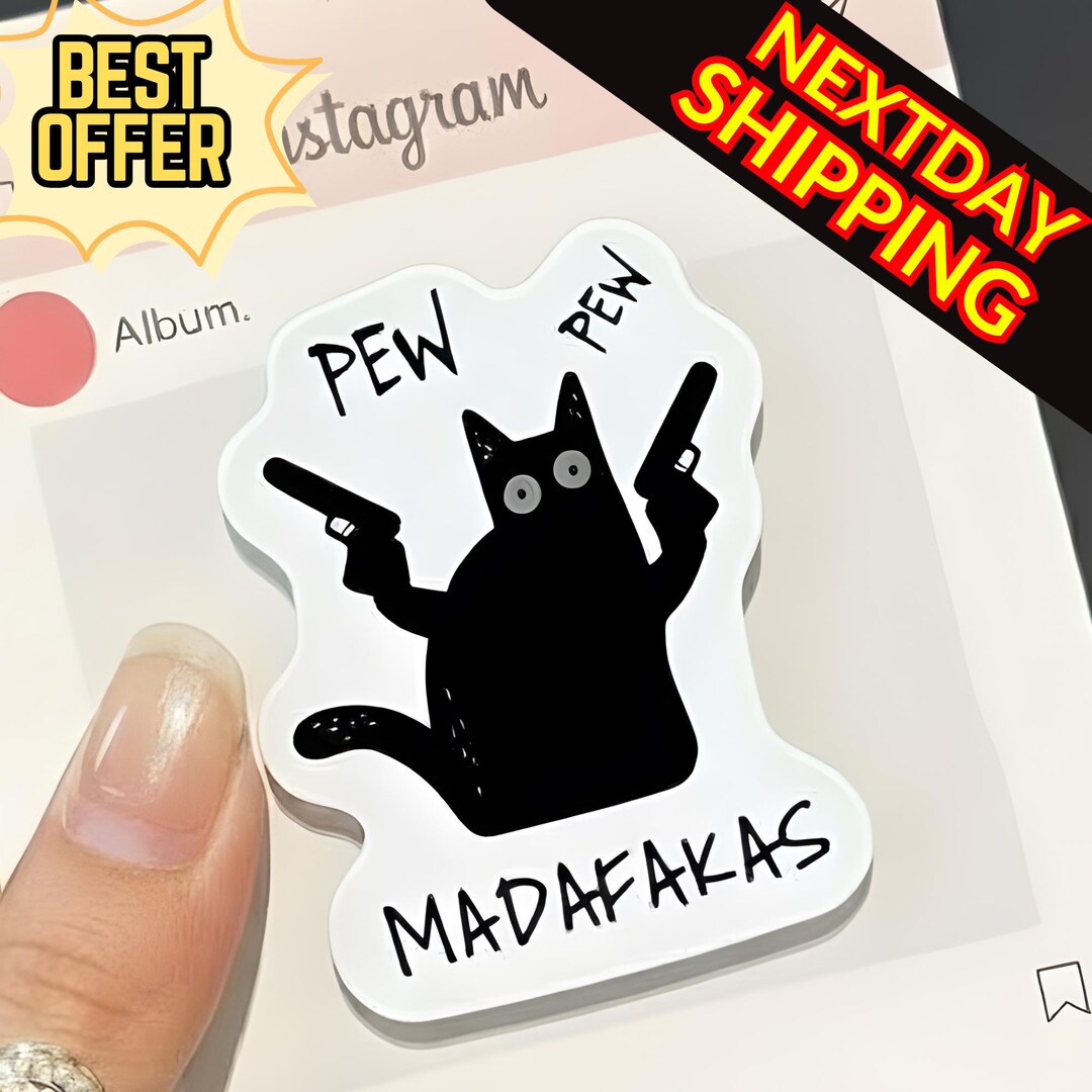 Pew Pew Madafakas Cat Magsafe Phone Grip: Funny Meme Cat Magnetic ...