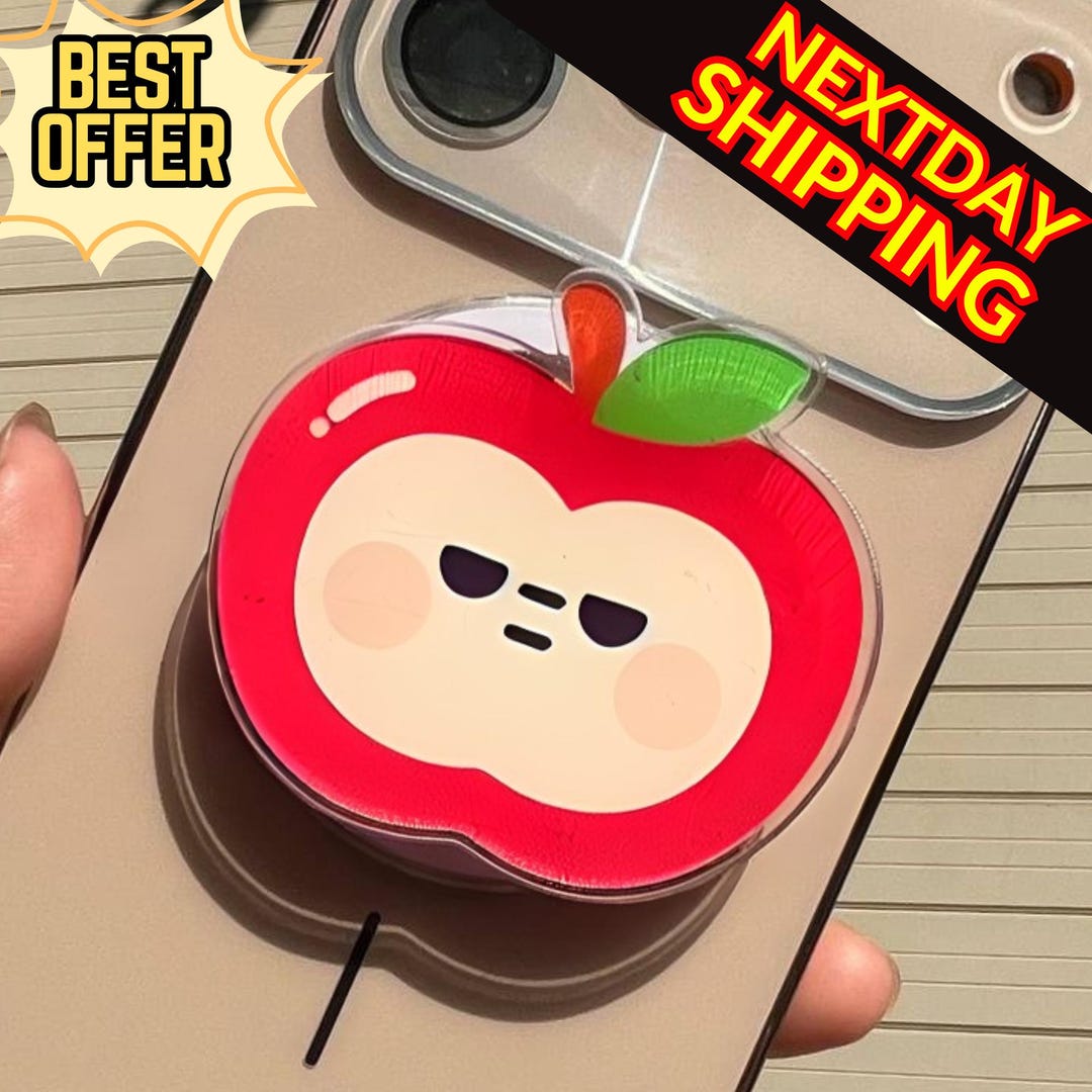 Kawaii Angry Red Apple Phone Grip: Adorable Fruit Magnetic Popsocket ...