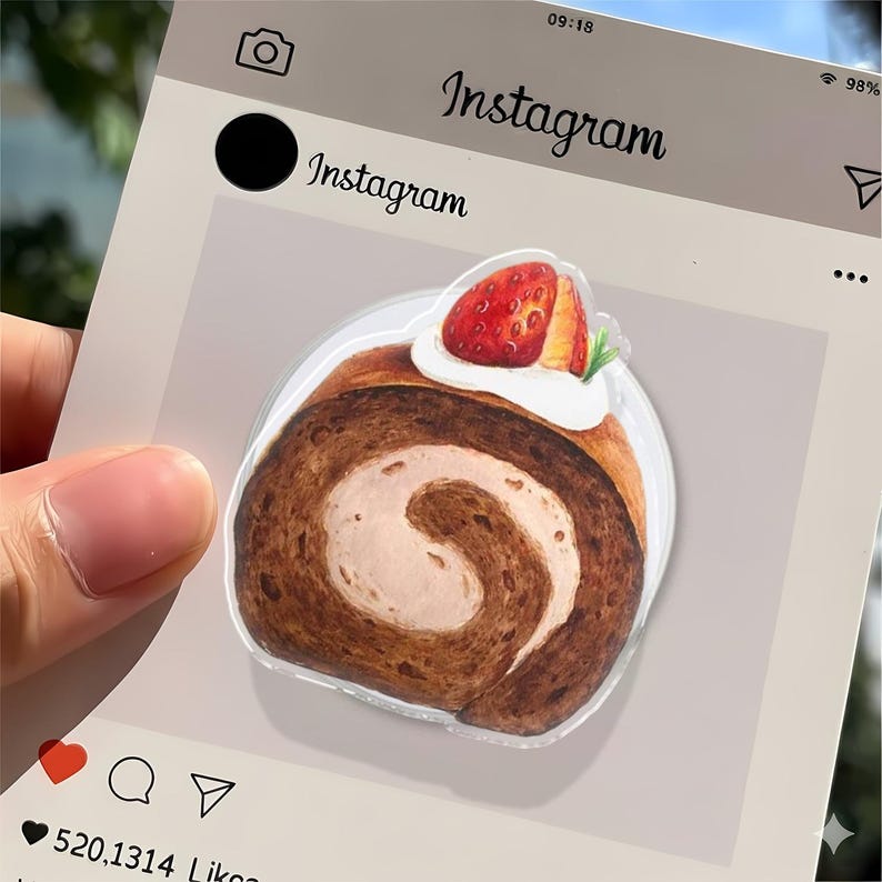 Chocolate Strawberry Swiss Roll Phone Grip, Aesthetic Foodie Magsafe ...