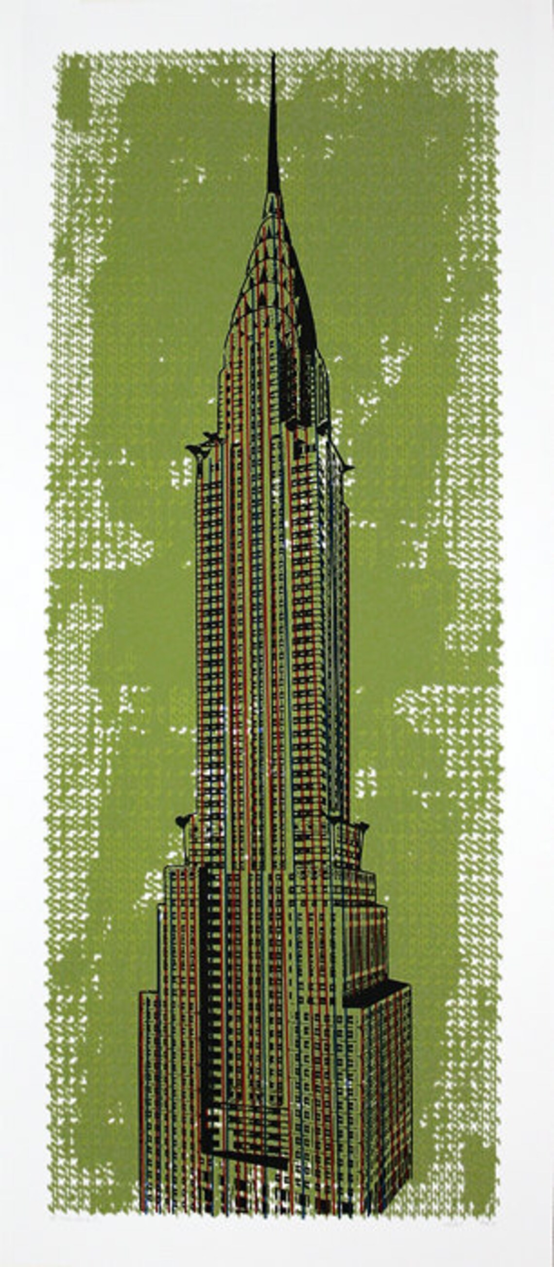 Chrysler Building Art Print (green) - Hand Printed - Etsy