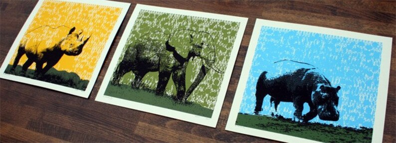 Blue Hippo Pop Art Print - Hand Printed Silkscreen - Etsy