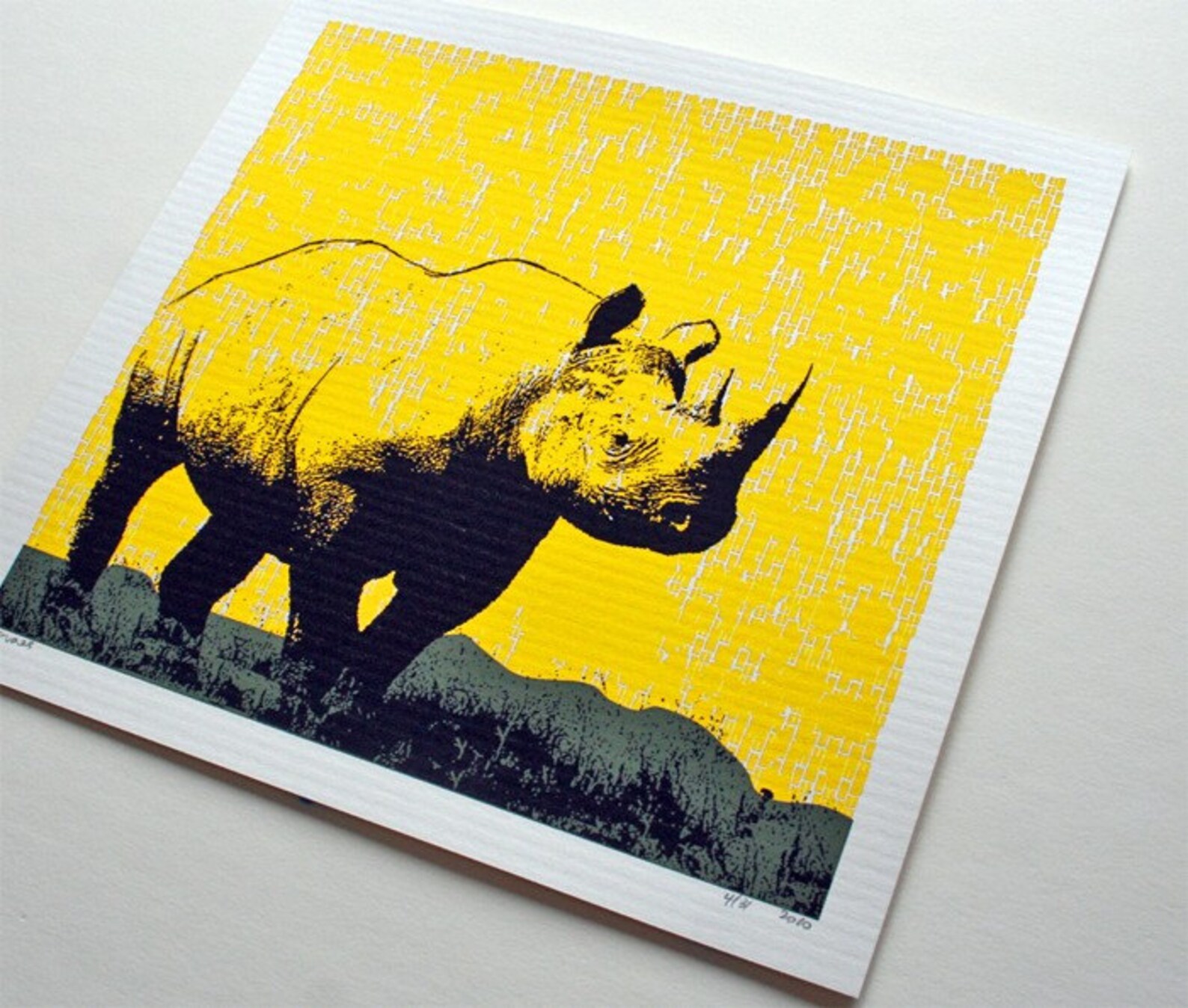 Rhino Art Print Yellow Pop Art Nursery Kids Room Screenprint - Etsy