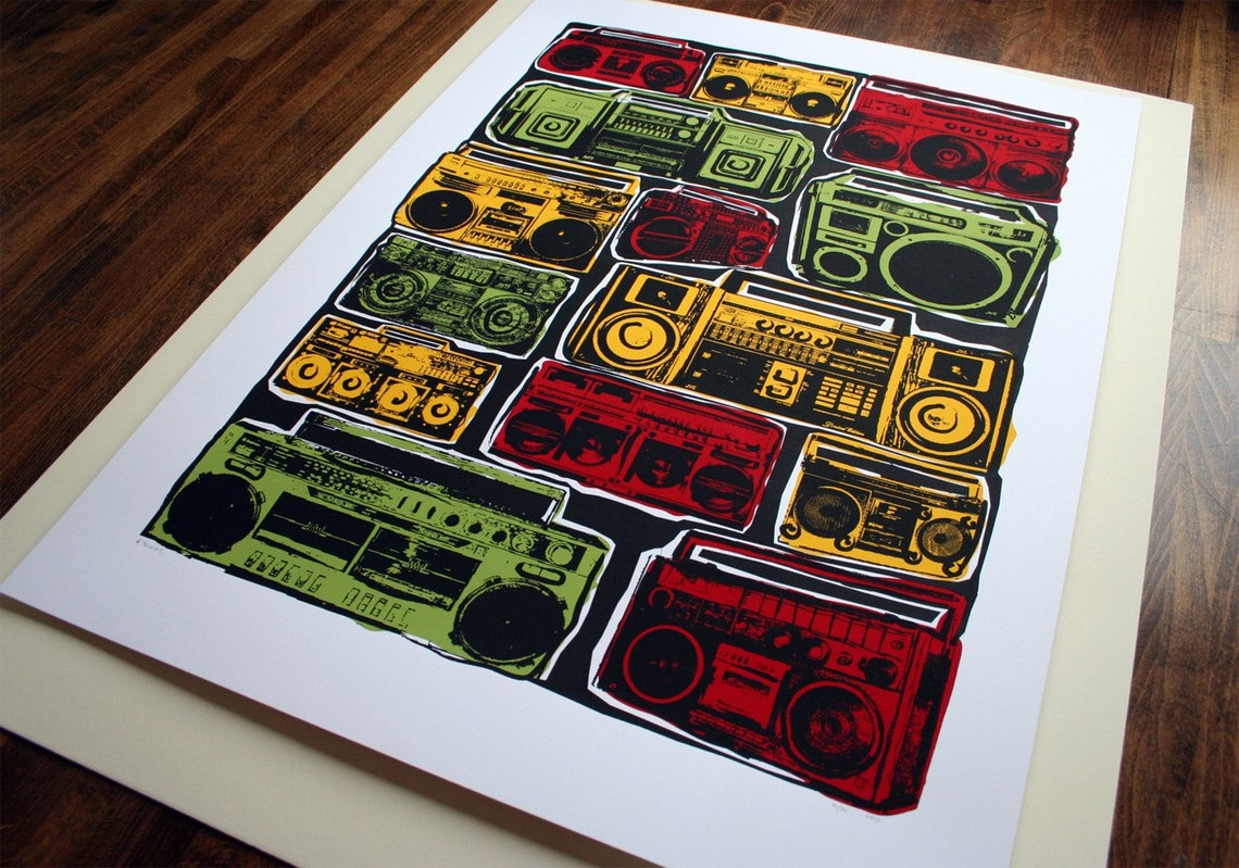 Boom Boxes Hip Hop Hipster Art Print - Hand Printed - Etsy