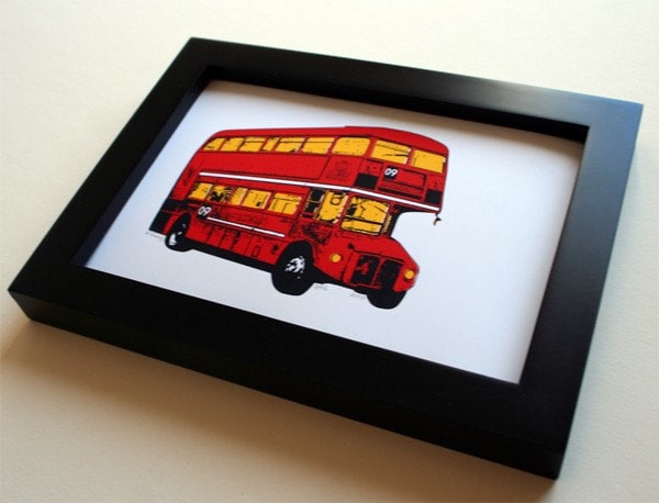 Double Decker Art Print No.9 - Hand Printed - 5X7 - Etsy