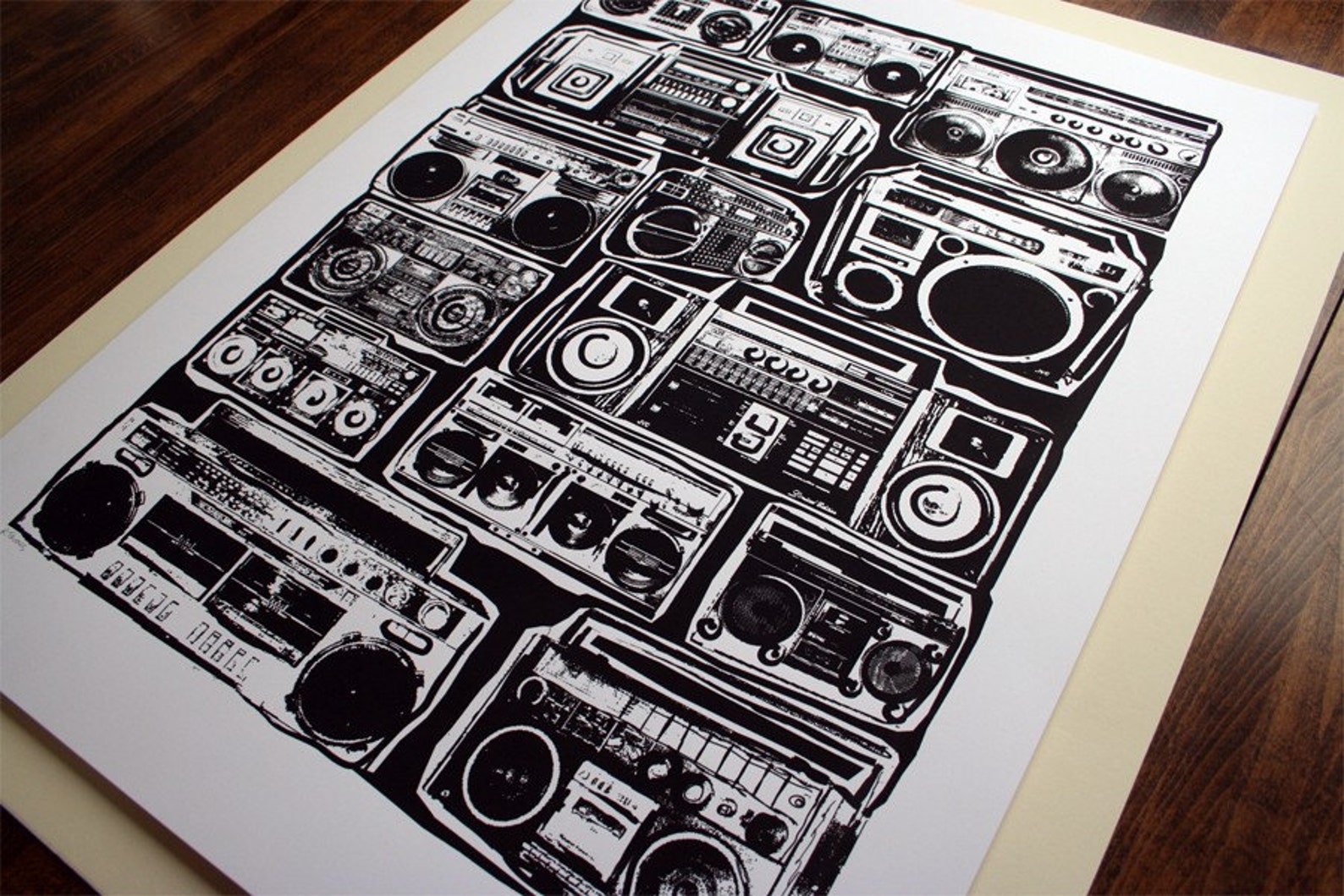 Boomboxes Art Print - Ghetto Blaster - Blackline - Hip Hop Hipster Pop ...