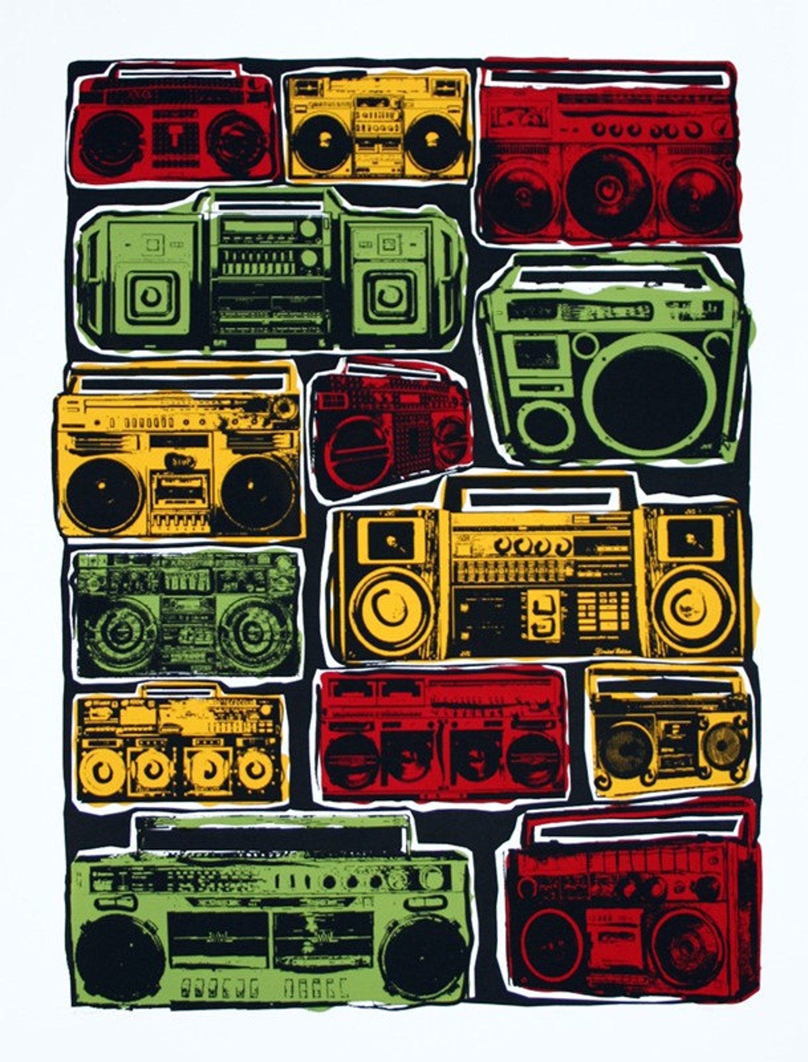 Boom Boxes Hip Hop Hipster Art Print - Hand Printed - Etsy