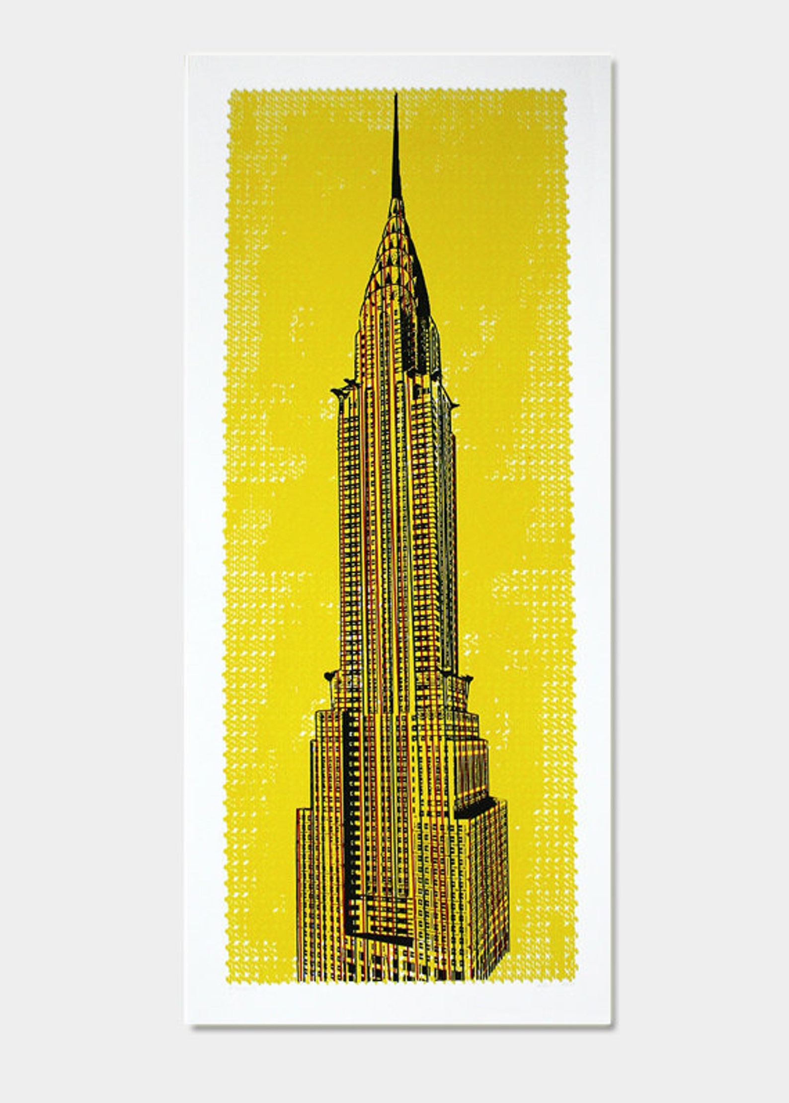 Chrysler Building Art Print - Pop Art Deco Yellow - Wall Decor - Hand ...