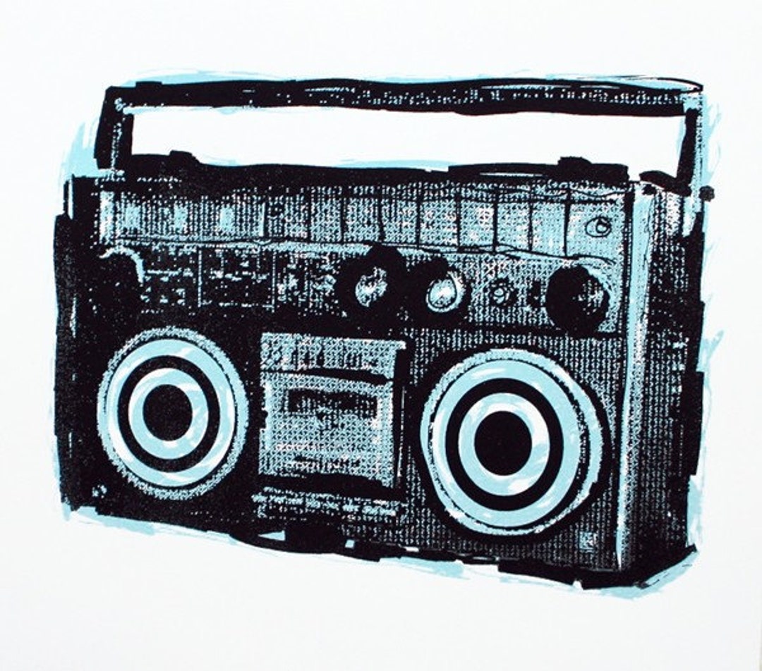 Boom Box Art Print- Hand Printed - Etsy