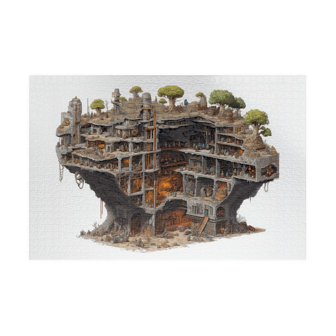 Jigsaw Puzzle, Colony Dwarf Nature Underground Illustration Cross ...