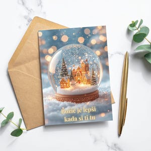 Winter Village Snow Globe Christmas Card – Warm Holiday Greetings ...