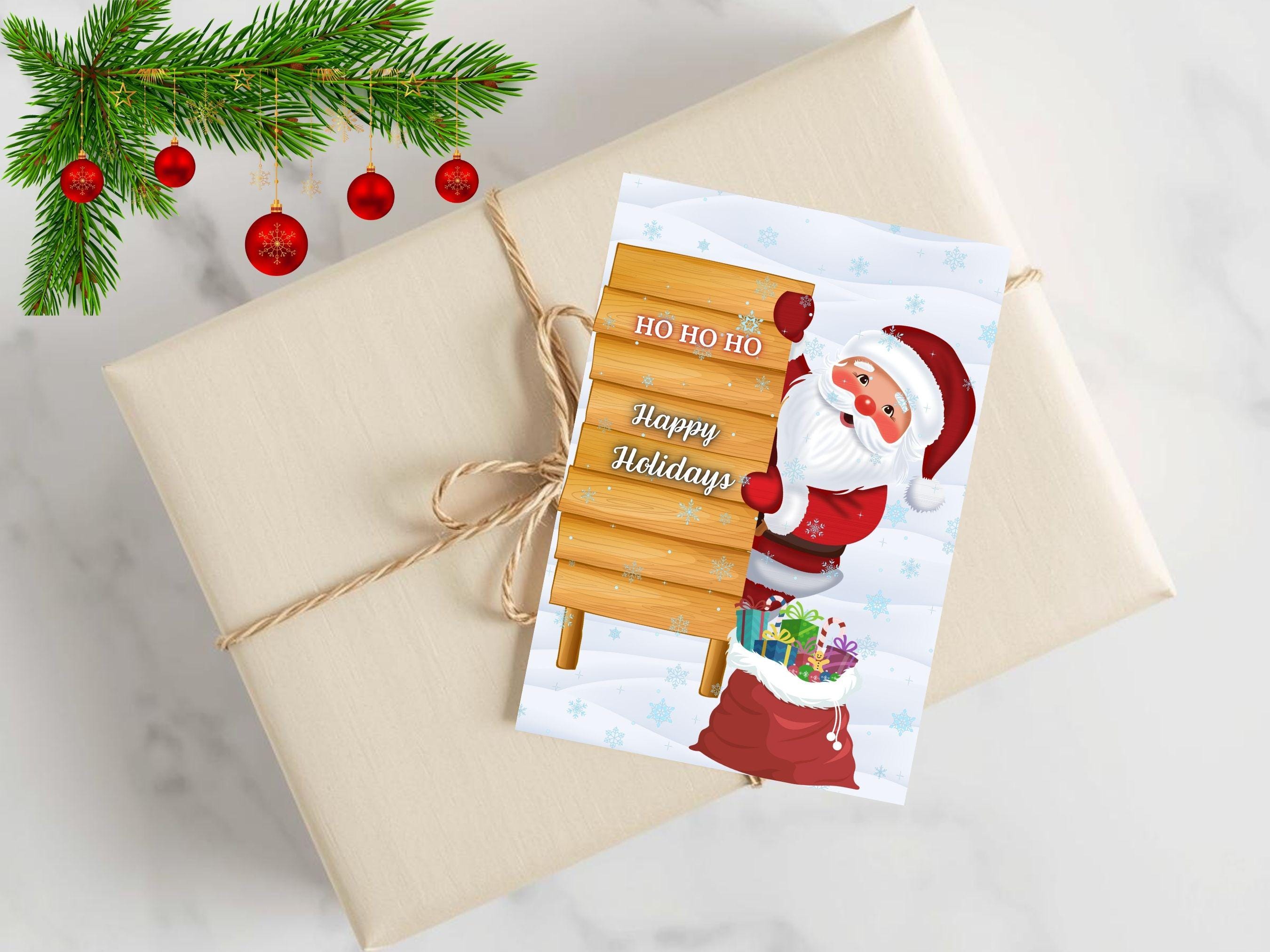 Santa Peeking Holiday Card — Printable 5x7 Christmas & New Year PDF - Etsy
