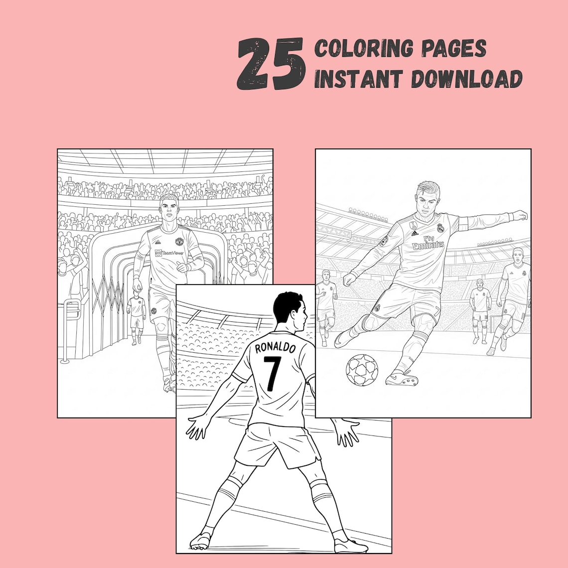 Cristiano Ronaldo Coloring Pages: 25 Sketch Art of CR7 Designs (digital ...