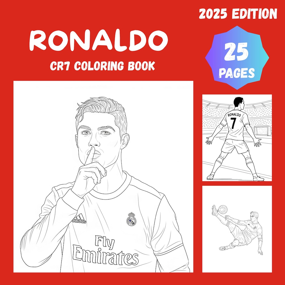 Cristiano Ronaldo Coloring Pages: 25 Sketch Art of CR7 Designs (digital ...