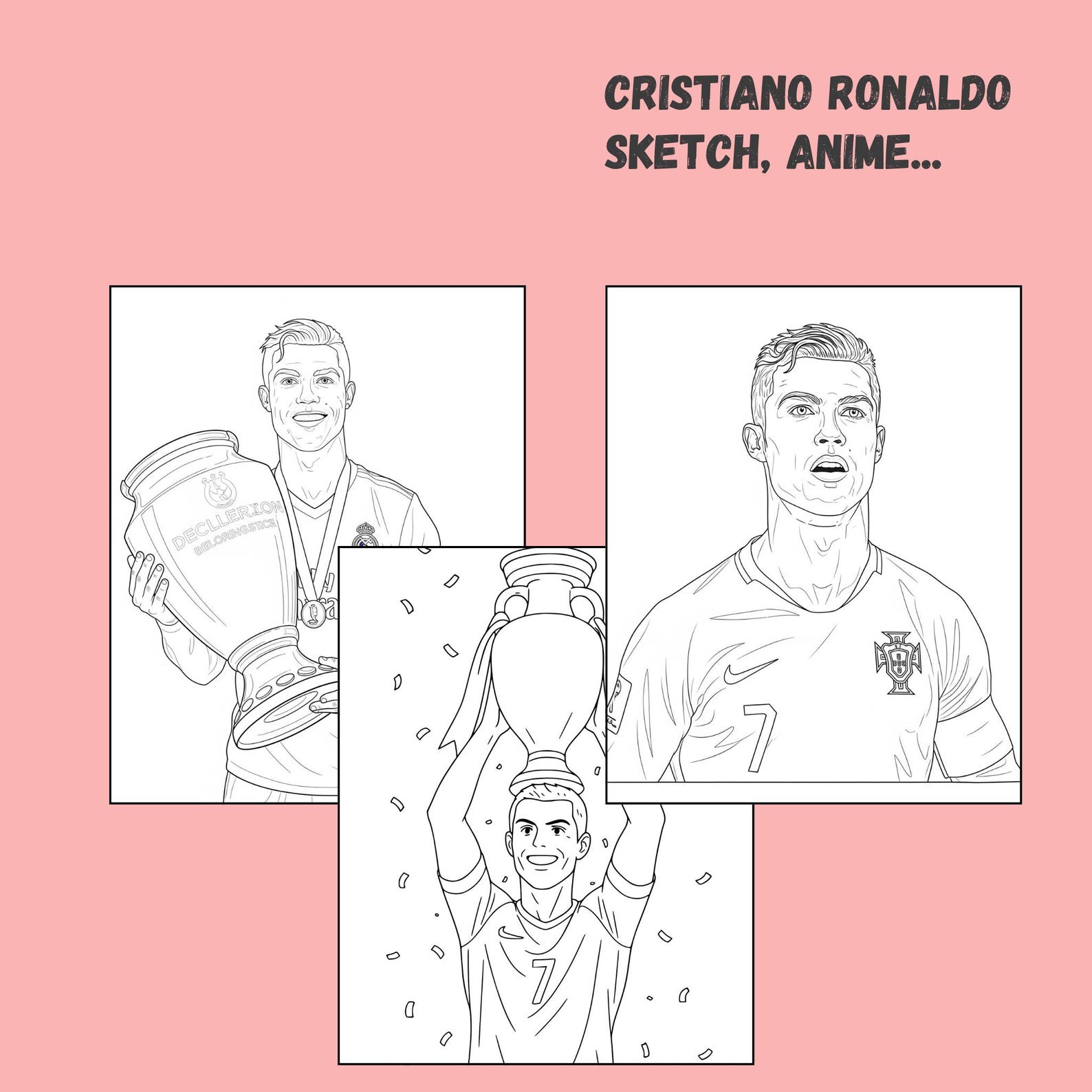 Cristiano Ronaldo Coloring Pages: 25 Sketch Art of CR7 Designs (digital ...