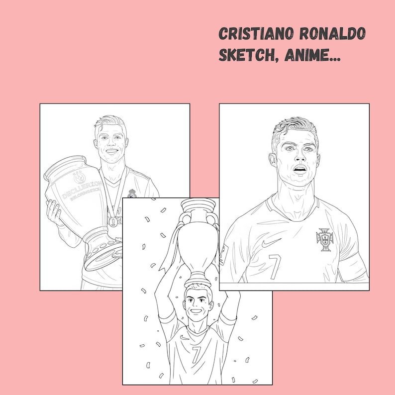 Cristiano Ronaldo Coloring Pages: 25 Sketch Art of CR7 Designs (digital ...