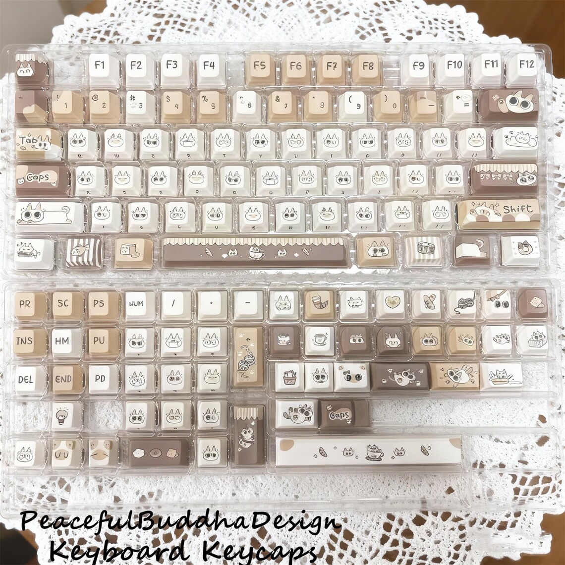 130pcs Siamese Cat Keycaps Set, Kawaii Cat Themed Keycaps Set, Cherry ...