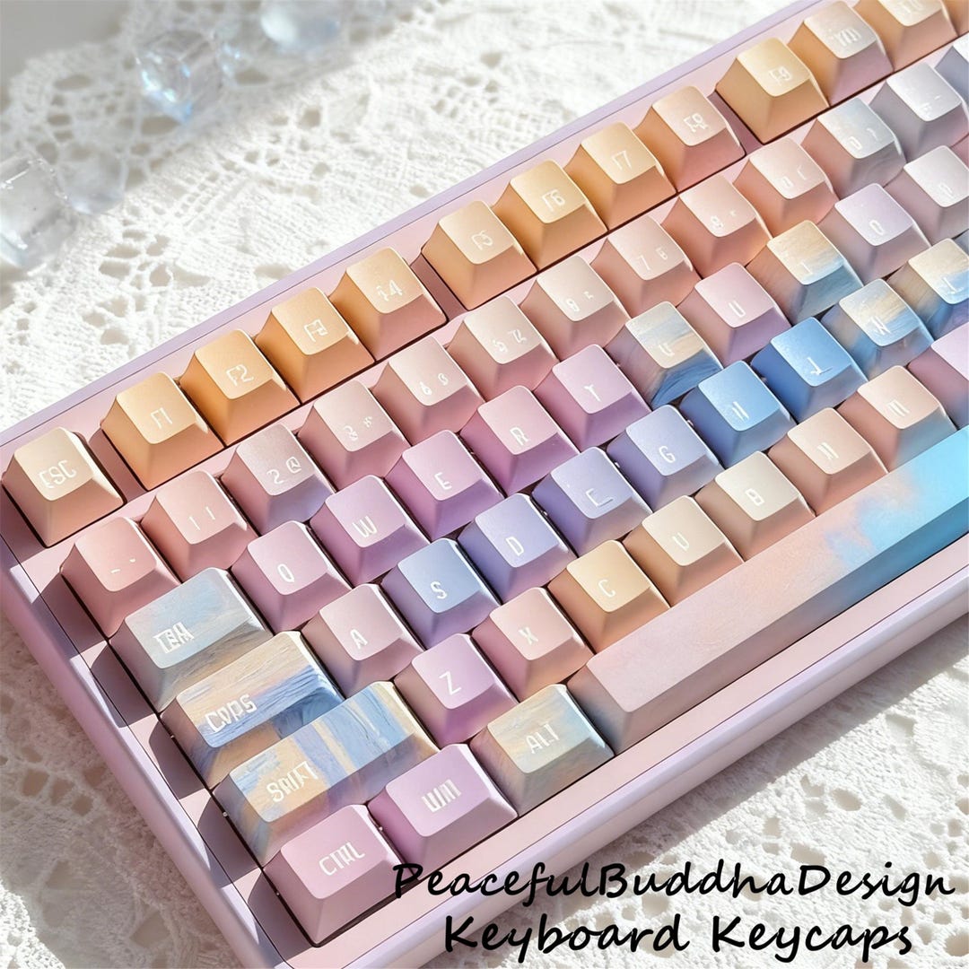Oil Painting Art Keycap Set, Sunset Aesthetic Keycaps, Cherry Profile ...