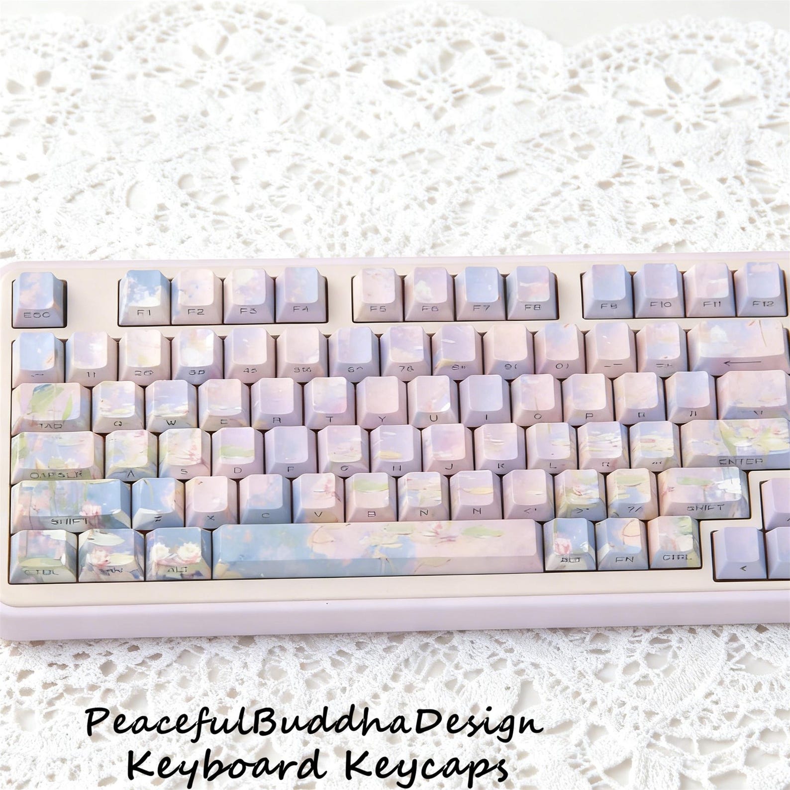 French Oil Panting Keycap Set, Aesthetic Florals Keycaps, Cherry ...