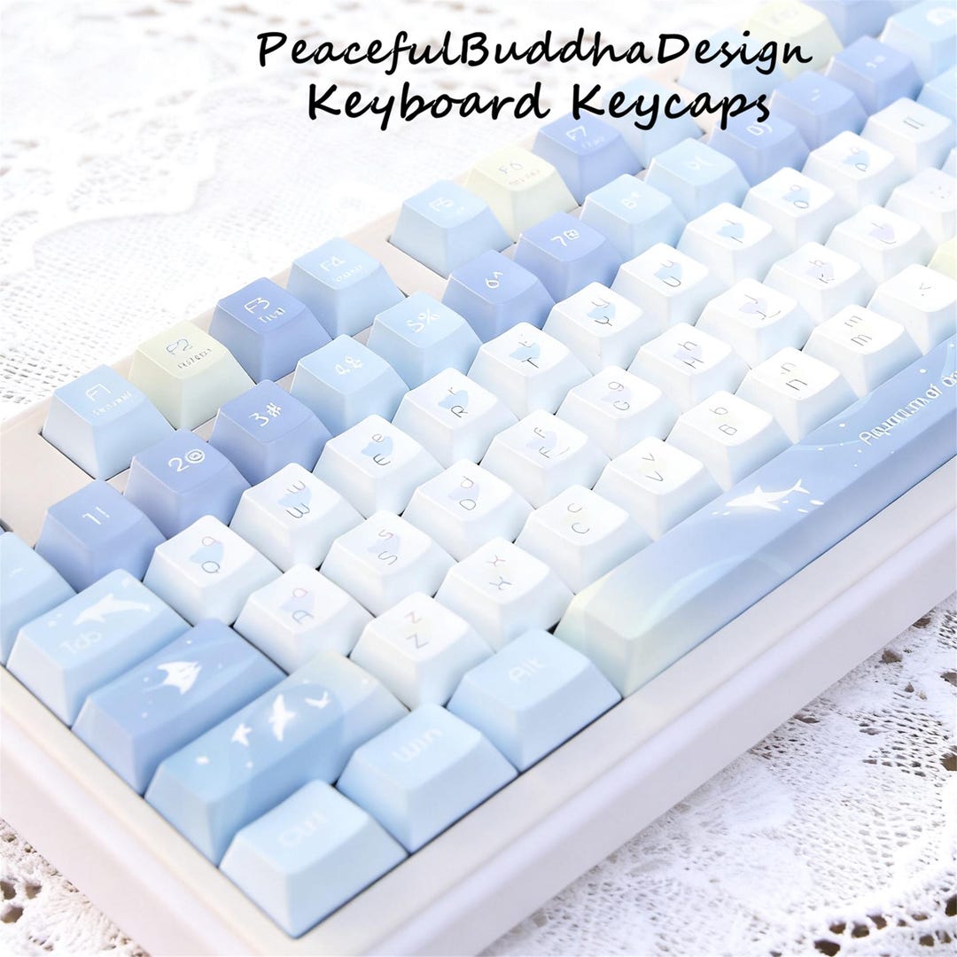 Aquarium Blue Themed Keycap Set, Cute Marine Life Keycaps, Cherry/moa ...