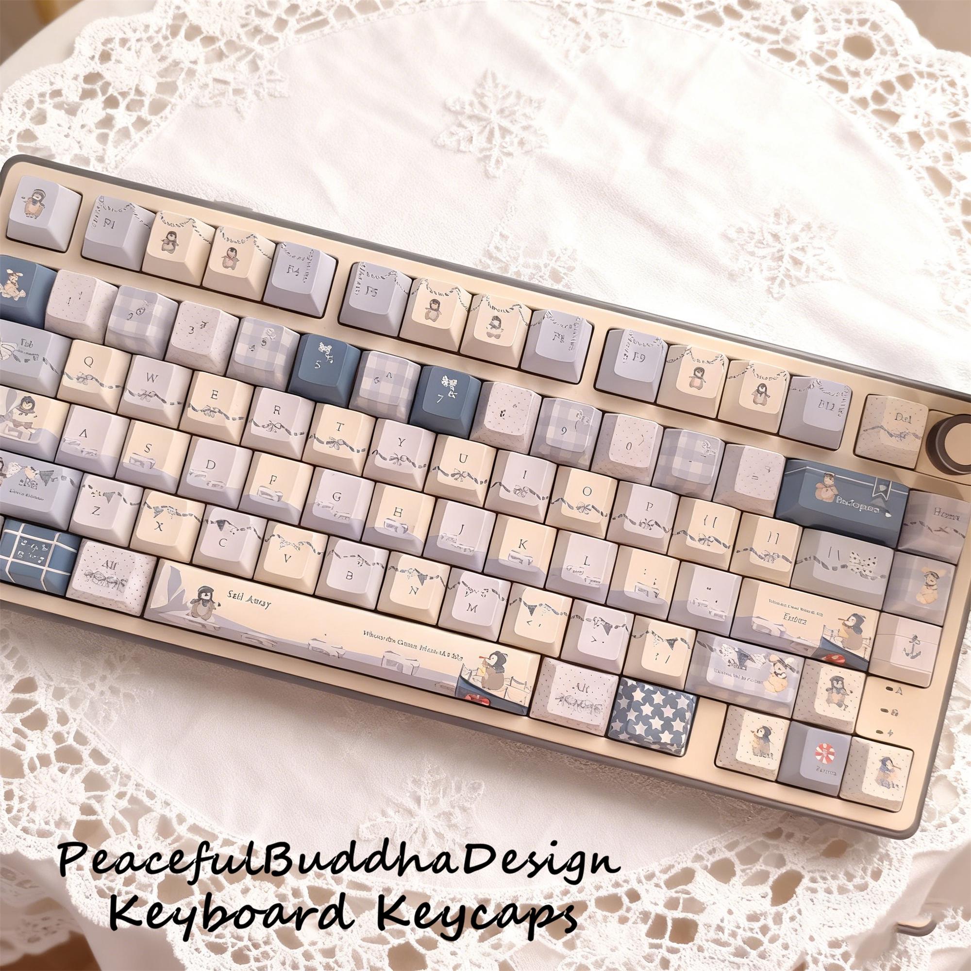 Penguin Blue Themed Keycap Set, Cute Cartoon Keycaps, Cherry/moa ...