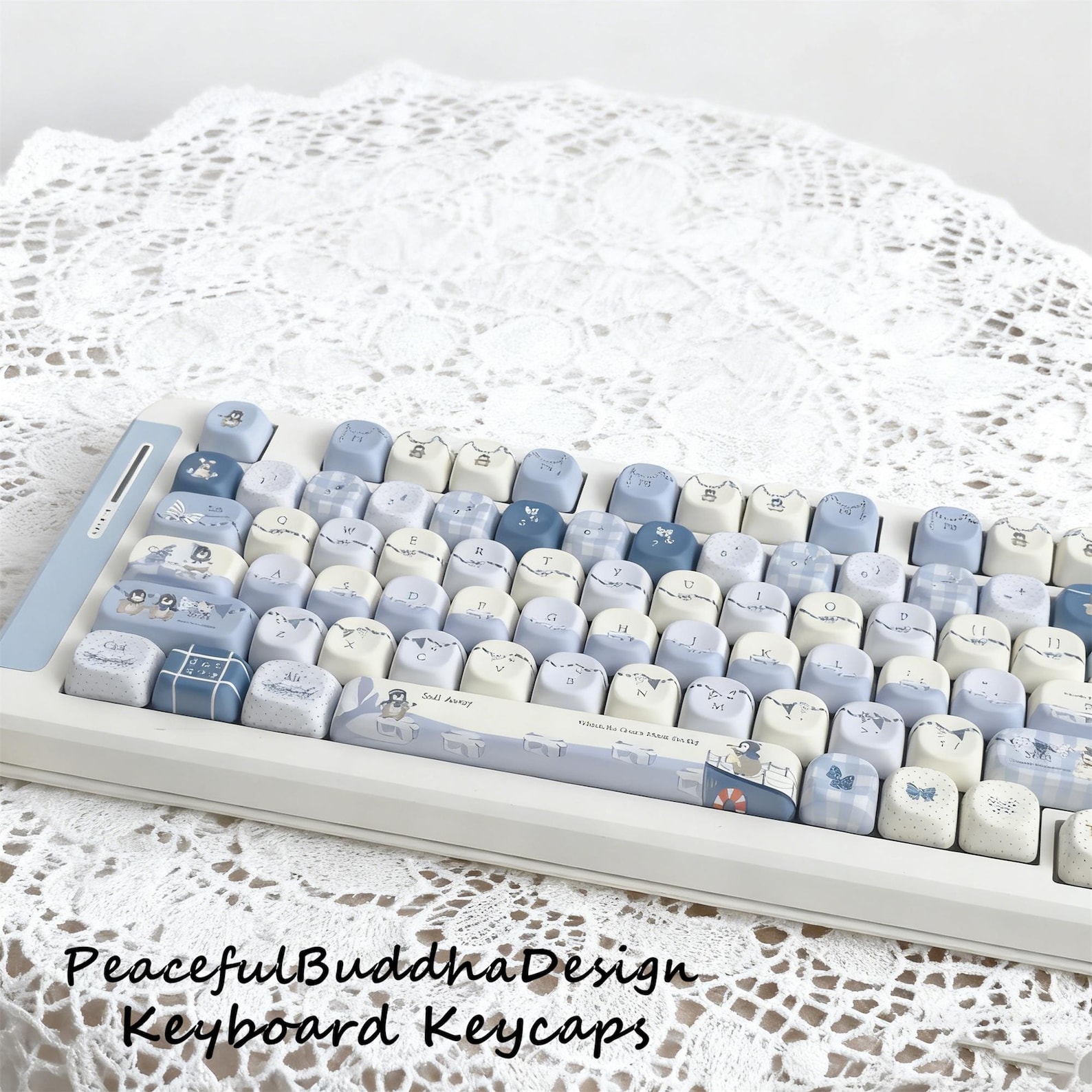 Penguin Blue Themed Keycap Set, Cute Cartoon Keycaps, Cherry/moa ...