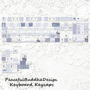 Penguin Blue Themed Keycap Set, Cute Cartoon Keycaps, Cherry/moa ...