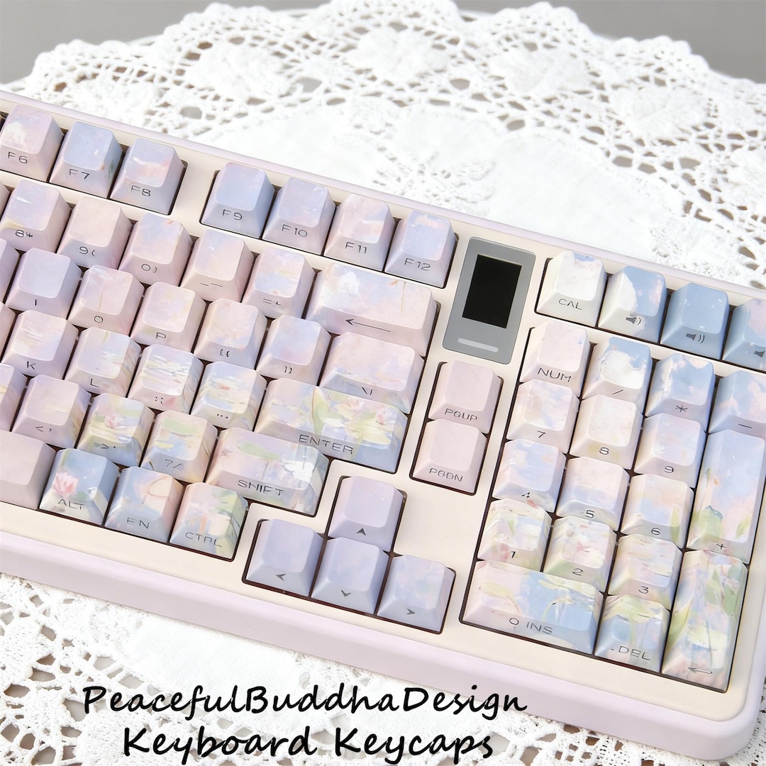 French Oil Panting Keycap Set, Aesthetic Florals Keycaps, Cherry ...
