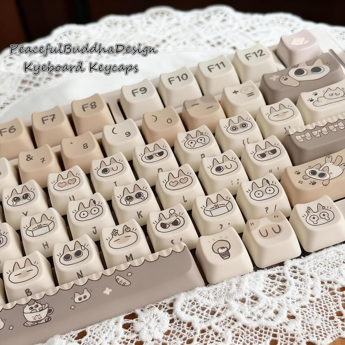 130pcs Siamese Cat Keycaps Set, Kawaii Cat Themed Keycaps Set, Cherry ...