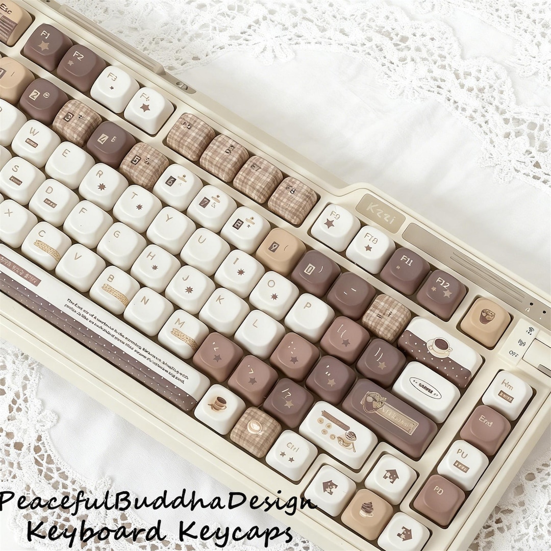Latte Coffee Keycap Set, Aesthetic Brown Keycaps, Cherry/moa Profile ...