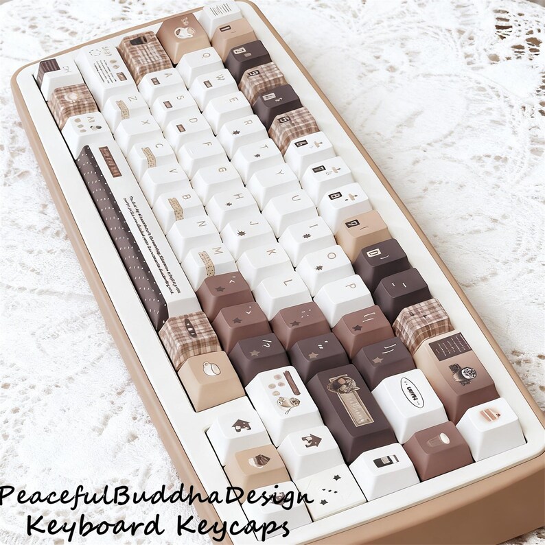 Latte Coffee Keycap Set, Aesthetic Brown Keycaps, Cherry/moa Profile ...