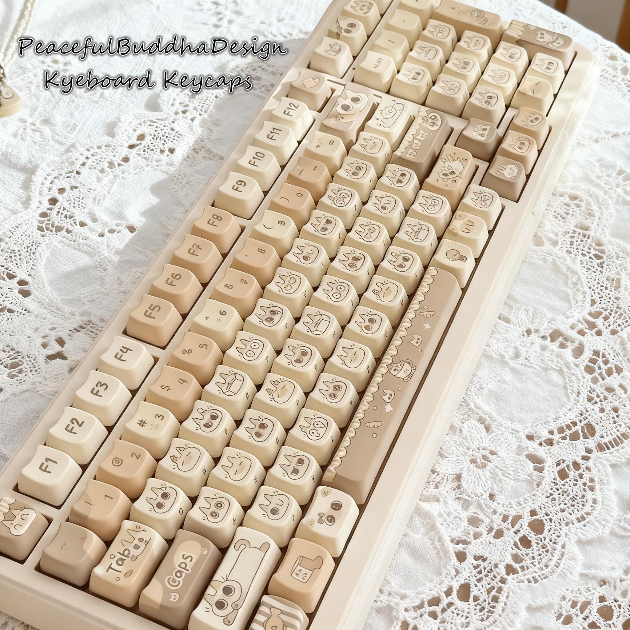 130pcs Siamese Cat Keycaps Set, Kawaii Cat Themed Keycaps Set, Cherry ...