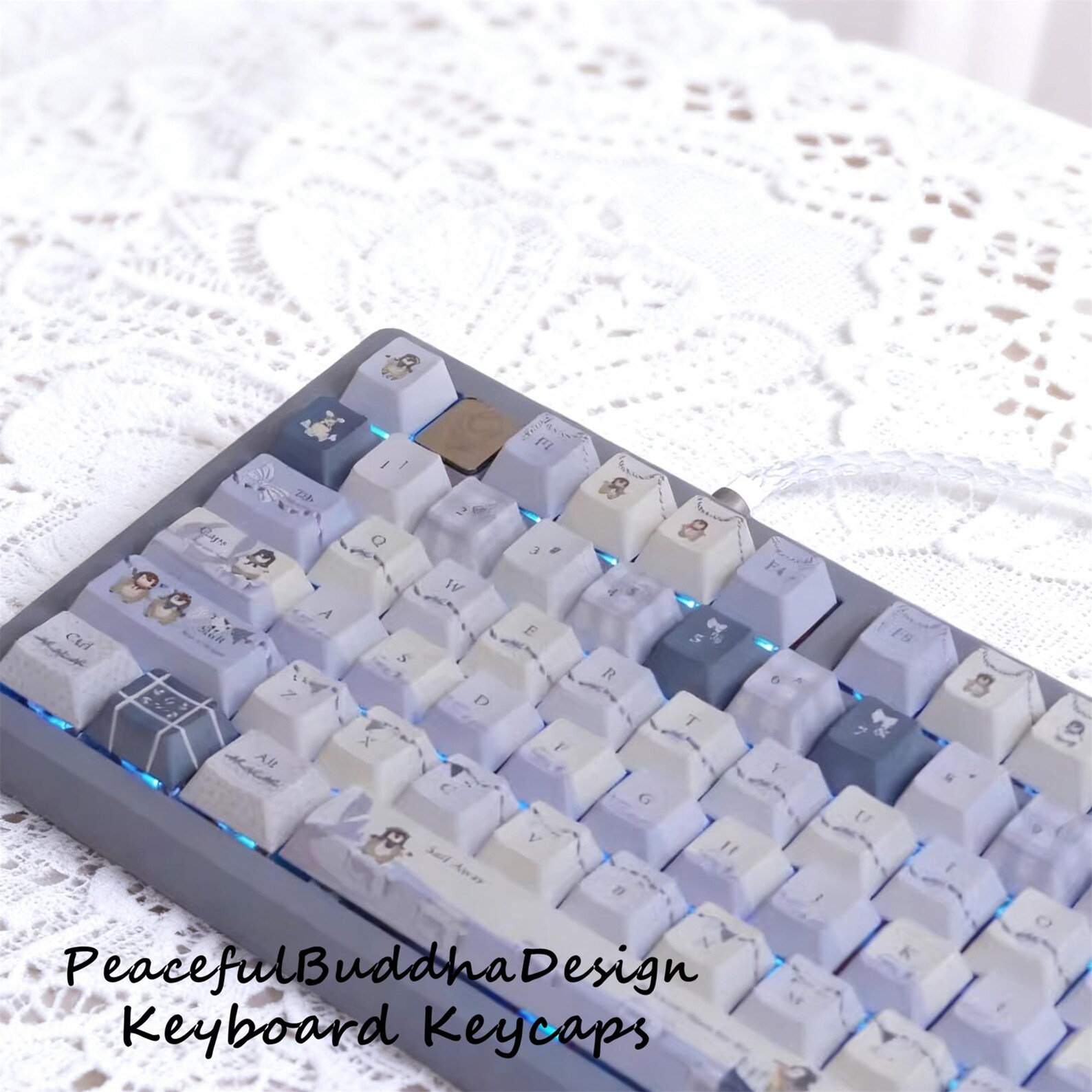 Penguin Blue Themed Keycap Set, Cute Cartoon Keycaps, Cherry/moa ...