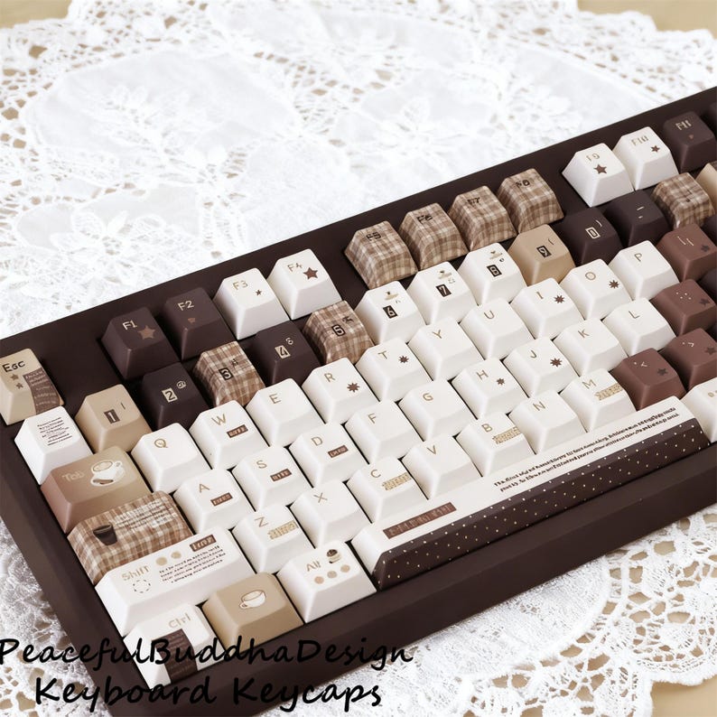 Latte Coffee Keycap Set, Aesthetic Brown Keycaps, Cherry/moa Profile ...