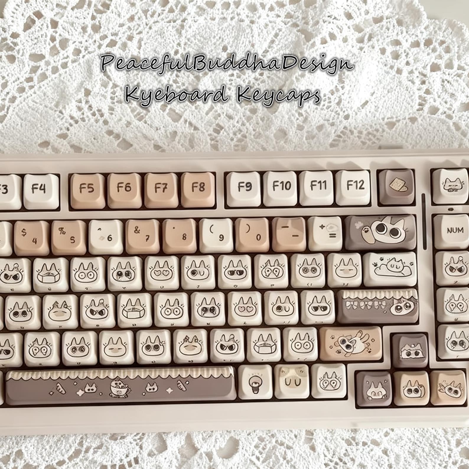 130pcs Siamese Cat Keycaps Set, Kawaii Cat Themed Keycaps Set, Cherry ...