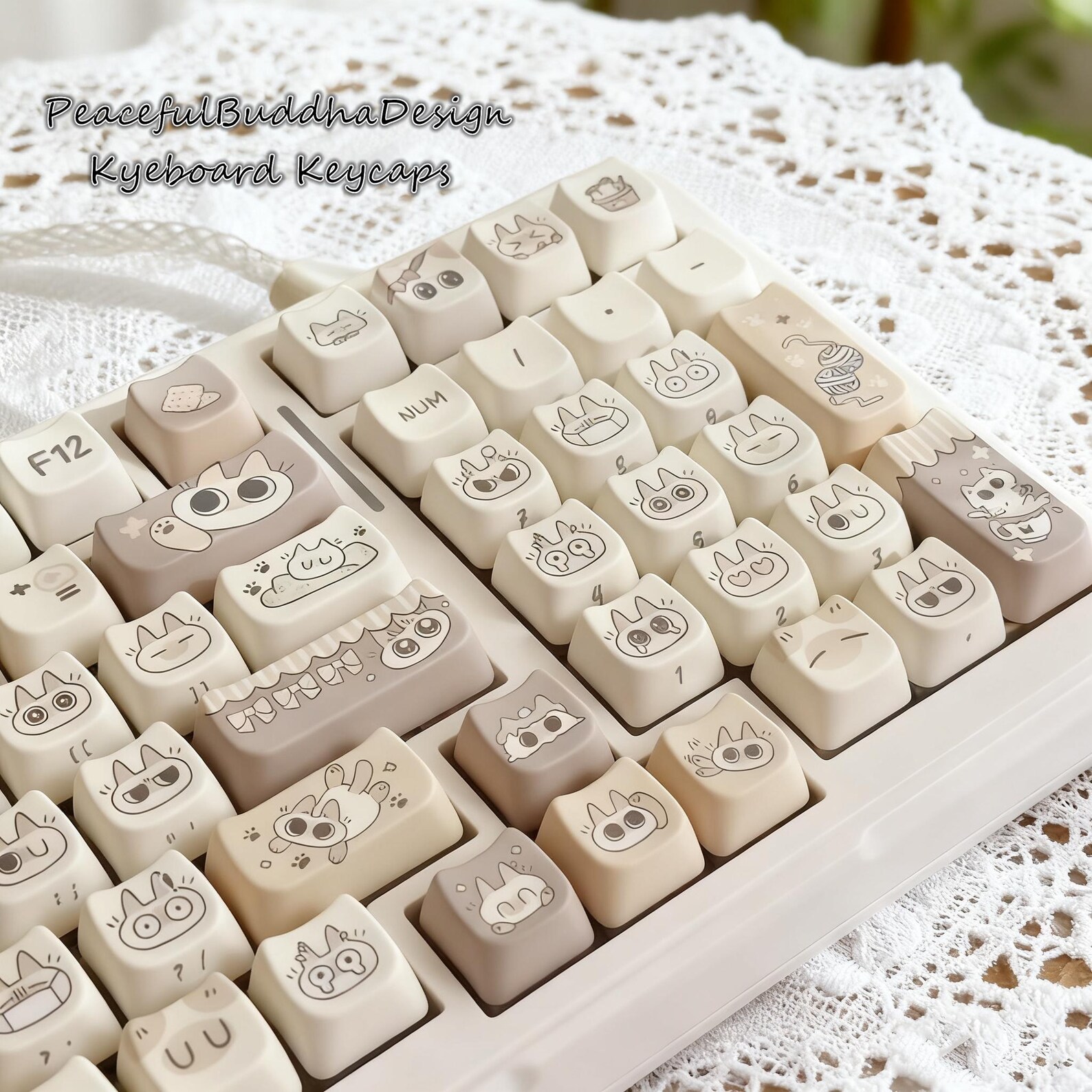 130pcs Siamese Cat Keycaps Set, Kawaii Cat Themed Keycaps Set, Cherry ...