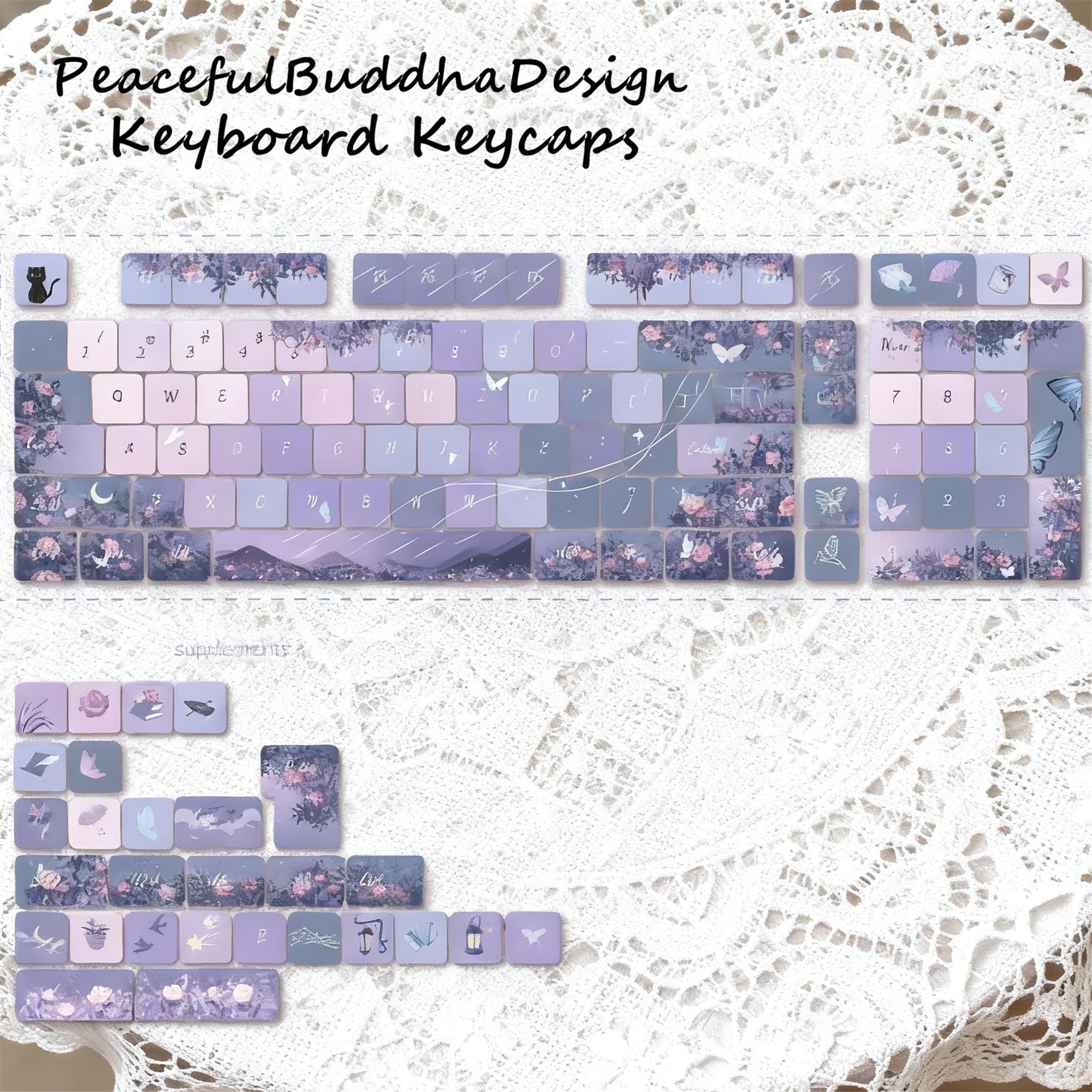 Moon Night Garden Keycap Set, Aesthetic Florals Keycaps, Cherry/moa ...