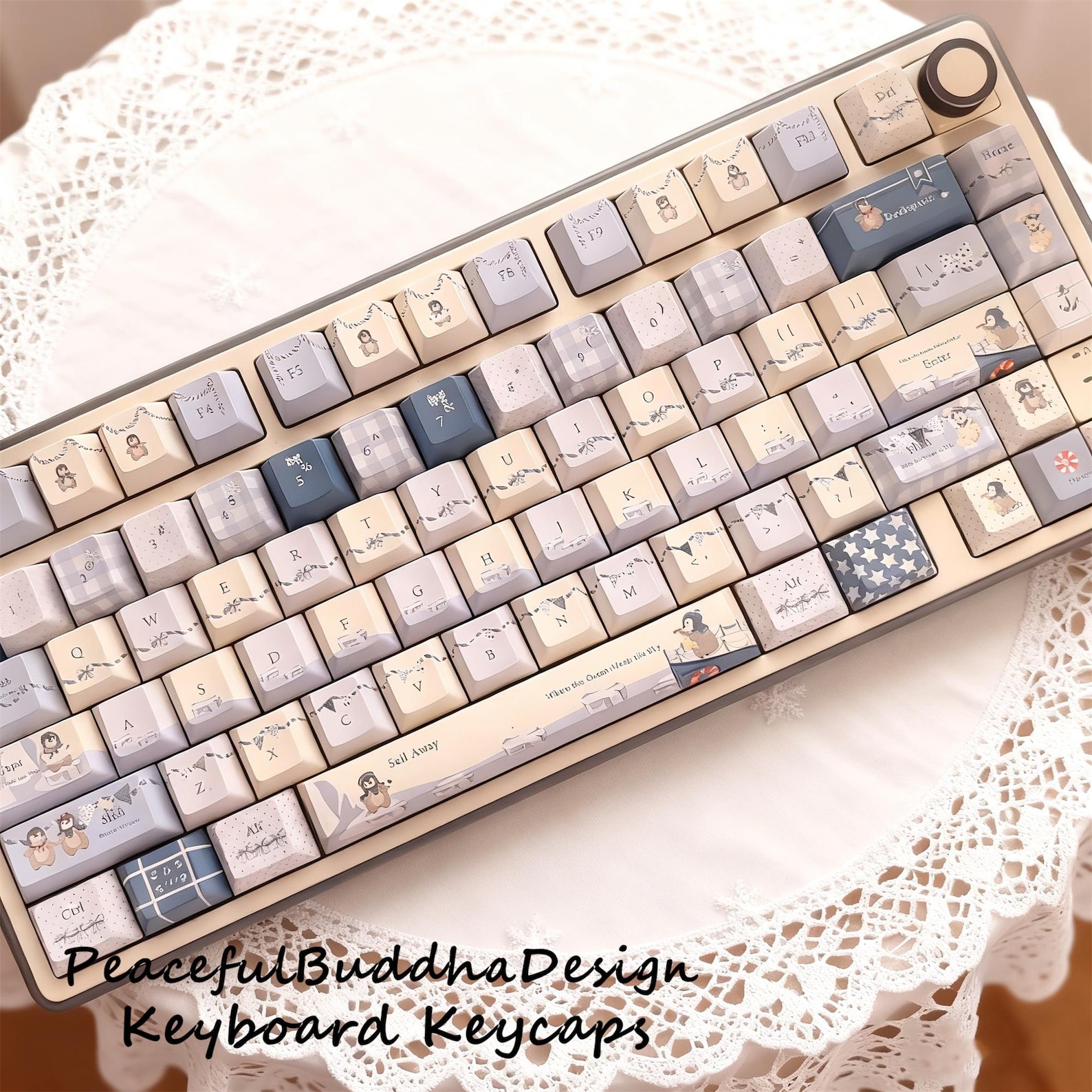 Penguin Blue Themed Keycap Set, Cute Cartoon Keycaps, Cherry/moa ...