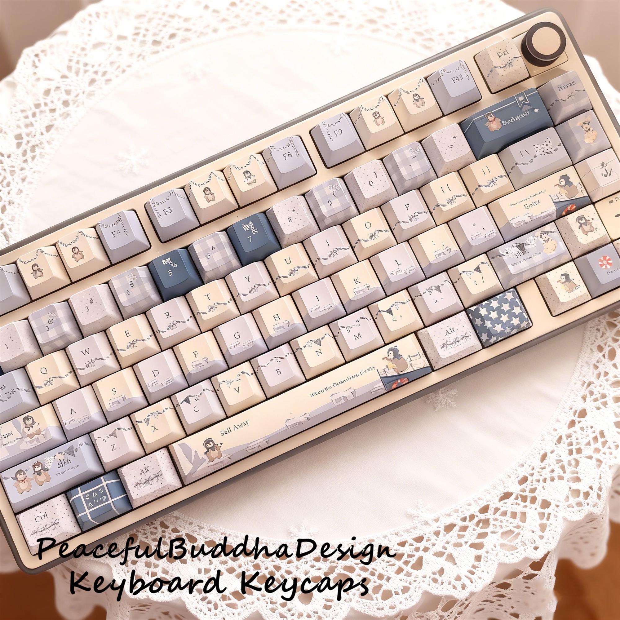 Penguin Blue Themed Keycap Set, Cute Cartoon Keycaps, Cherry/moa ...