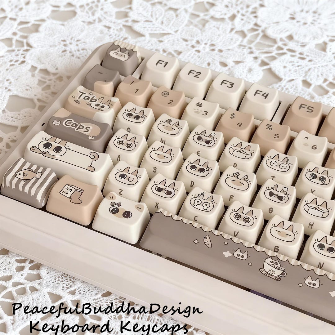 130pcs Siamese Cat Keycaps Set, Kawaii Cat Themed Keycaps Set, Cherry ...