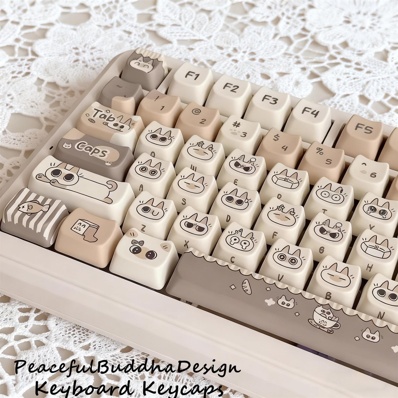 130pcs Siamese Cat Keycaps Set, Kawaii Cat Themed Keycaps Set, Cherry ...