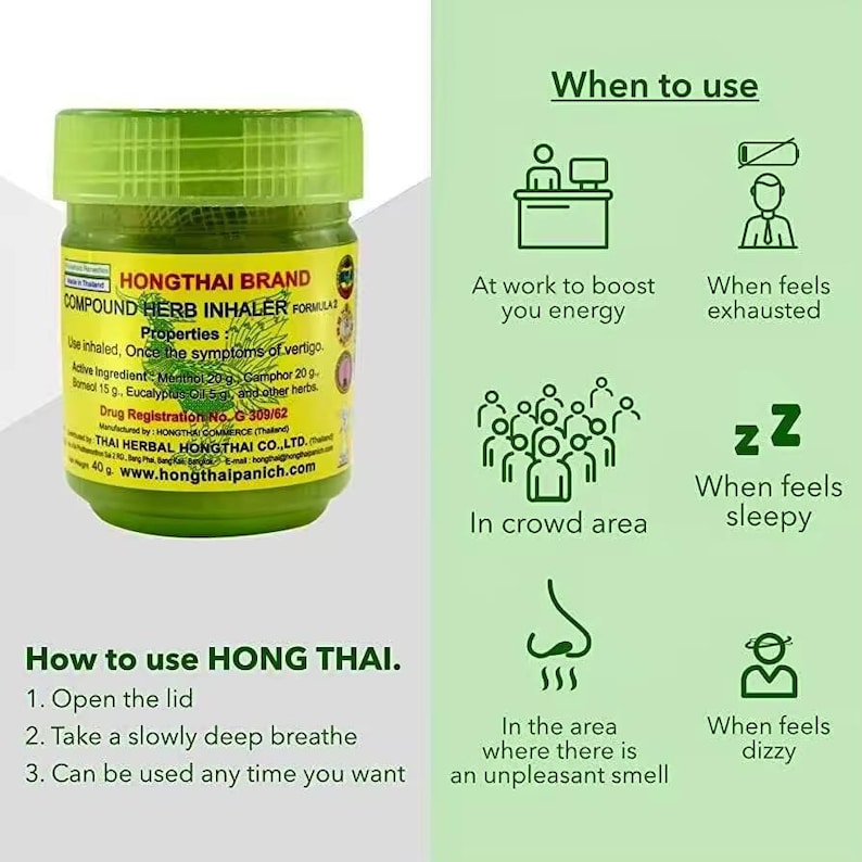 Thai Herbal Inhaler – Stuffy Nose Relief, Portable Aromatherapy, Easy ...