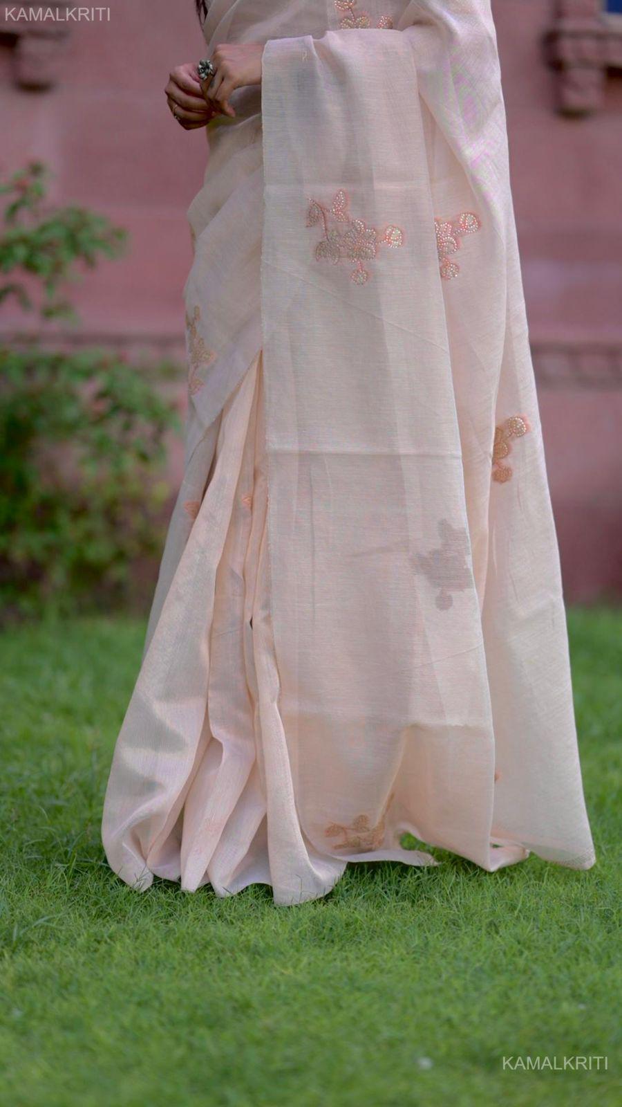 Pastel Organza Silk Saree: Jacquard & Swarovski Partywear - Etsy