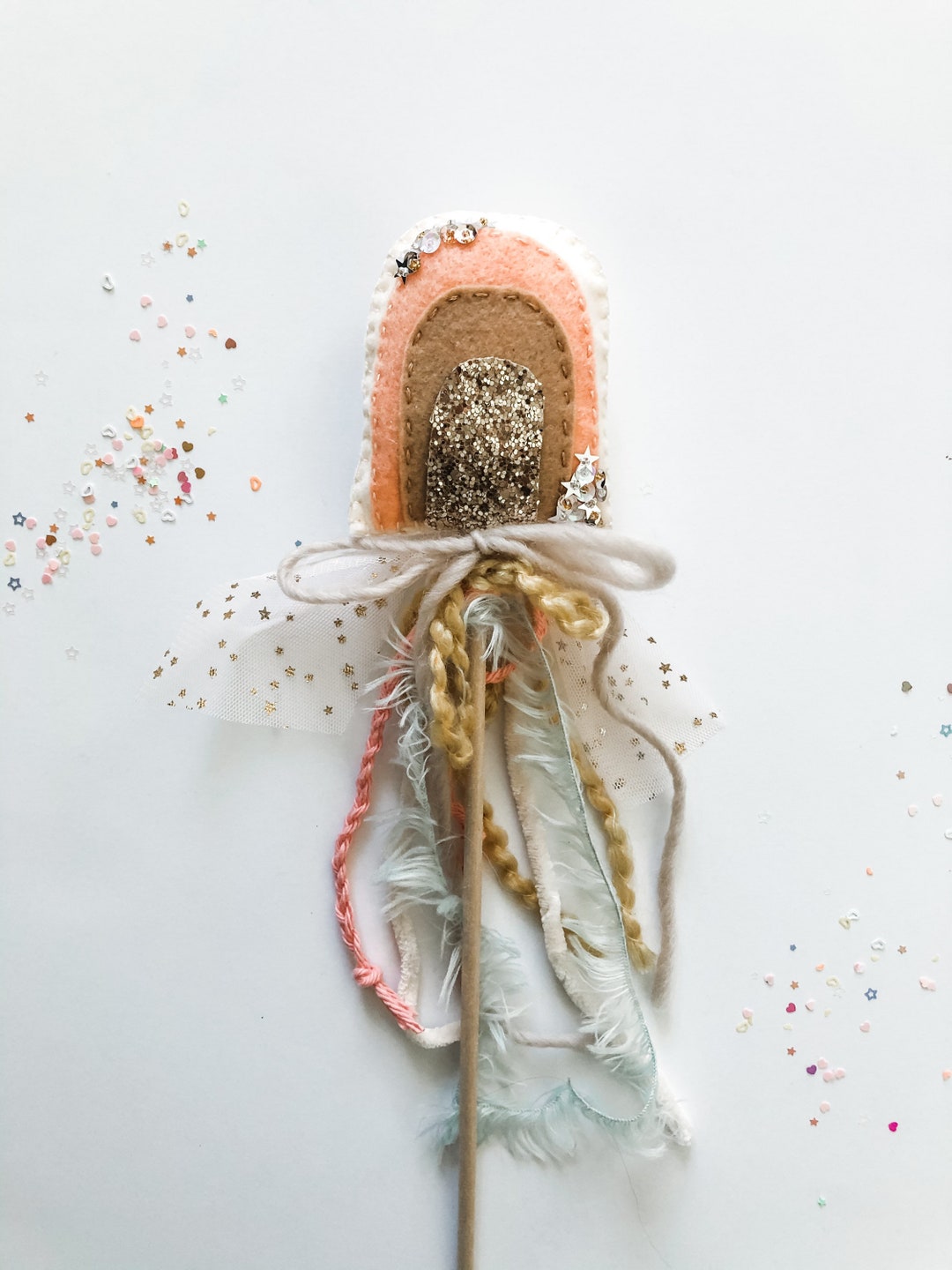 Rainbow Wand//magicwand•rainbow Magic Wand•woodenwand•felt Rainbow ...